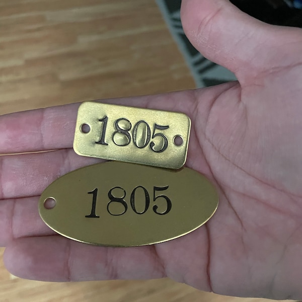 Hotel Room Number Rectangle Brass Plate - Custom Hand Punched - Hand ...