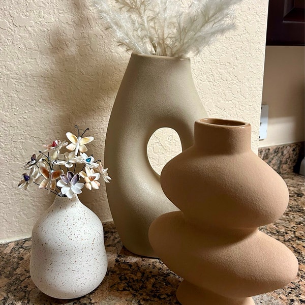 10 Miniature 4" Coquina Shell Flowers / Flexible Aluminum Stem ...