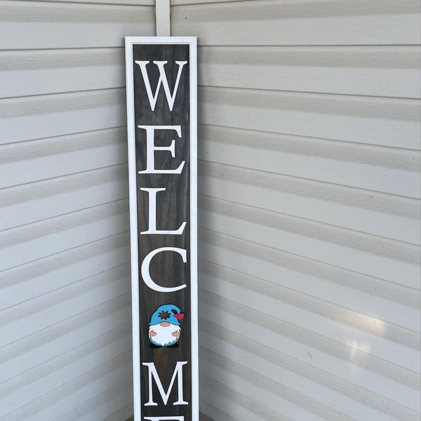 Large Vertical Welcome Sign, Front Door Sign, Porch Leaner, Rustic Wood ...