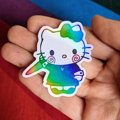Horror Kitty Stickers Holographic Vinyl Stickers Mini Sticker Pack ...