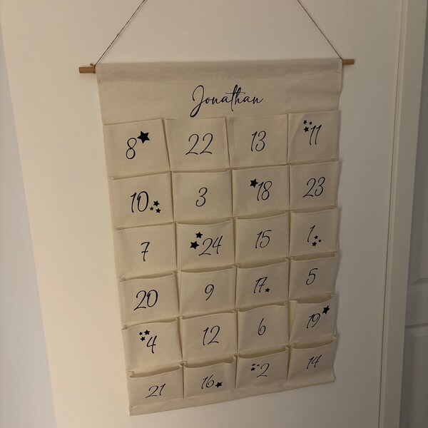 Personalized Advent Calendar for Children, Large | 24 Pockets to Fill ...