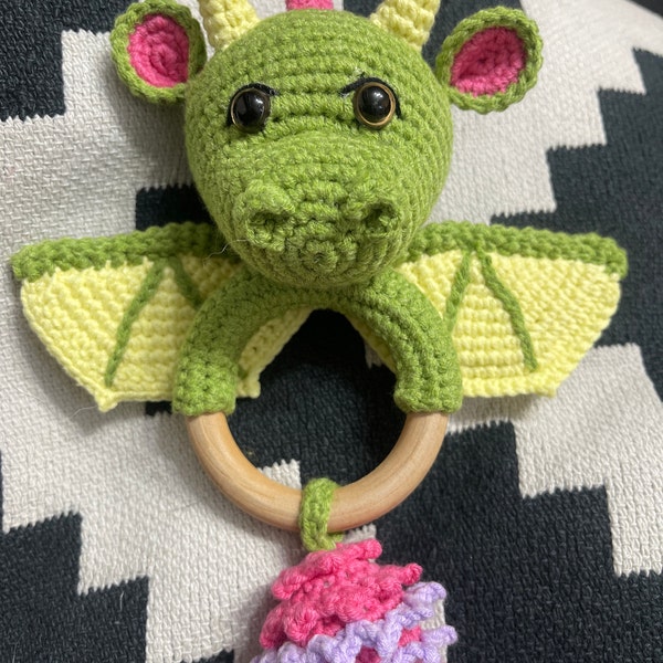 CROCHET PATTERN Dexter the Dragon Amigurumi Teether Rattle Toy Pattern ...