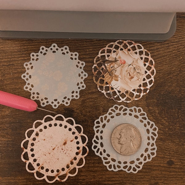 Rosette Cutting Dies - Round Label Metal Dies - Miniature Doily Craft Cutting Die - Ornamental ...