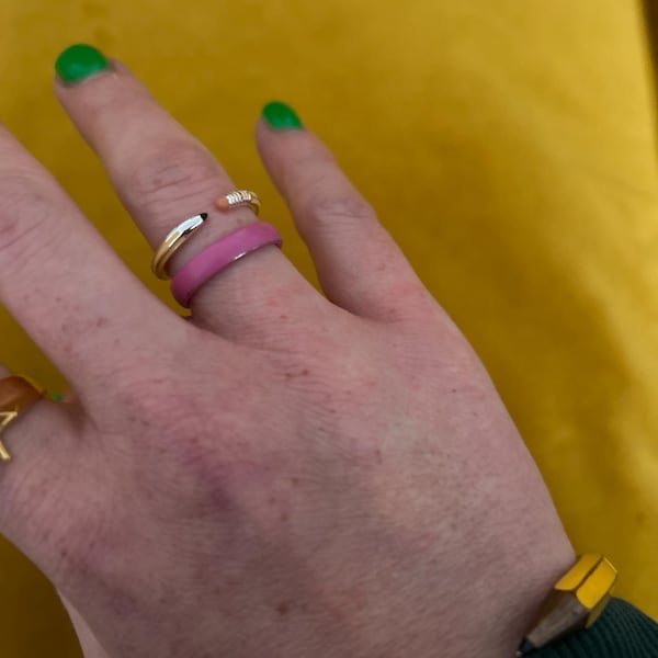 Pencil Ring Yellow and Silver - Etsy