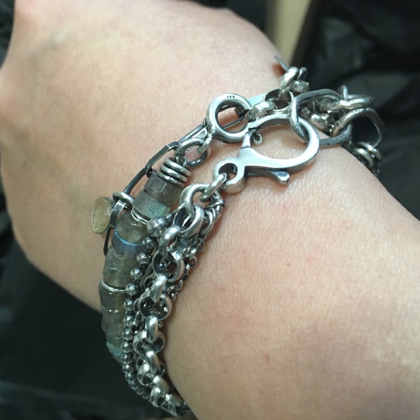 Oxidized Sterling Silver - Bracelet, Modern Raw Oxidized Silver ...