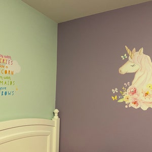 Watercolour Unicorn Head Wall Sticker, Unicorn Wall Stickers, Unicorn ...