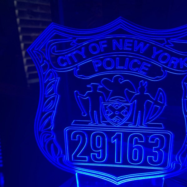 NYPD Police Proud Family Gift Light - Engraved Acrylic Color Changing ...