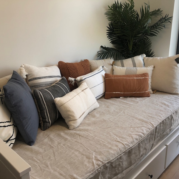Linen Daybed Slipcover With the Cord Welting - Futon Cover - Mattress ...