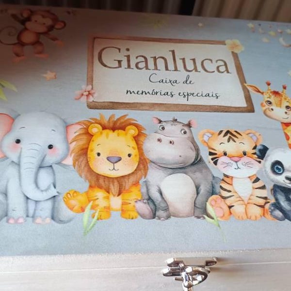 Personalised Animal Keepsake Box, Memory, Dinosaur, Balloon, Gift ...