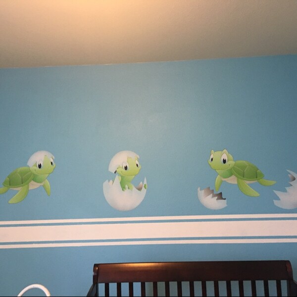 Beach Wall Decals,turtle Wall Decals, Baby Hatching Turtles, Turtle ...