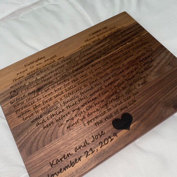 Engraved Wedding Song, First Dance Lyrics, Wood Anniversary Gift, Your ...