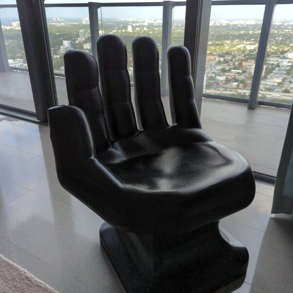 Black LEFT Hand Shaped Chair 32" Tall Adult Size 70's Retro EAMES ...