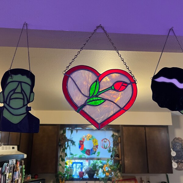 Bride of Frankenstein Stained Glass Suncatcher, Monster Stained Glass ...