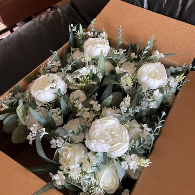 Boho Bridal Bouquet, Blush Pink and Blue Wedding Bouquet, Wedding ...