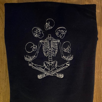 Skeleton Embroidery Design, Halloween Skeleton Meditating Embroidery ...