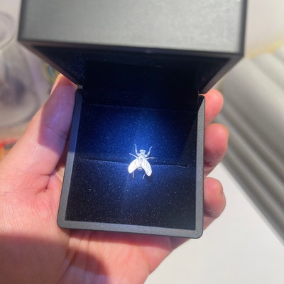 Realistic Solid Gold Fly Stud With Diamonds, Insect Bug Post Earring ...