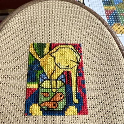 Cat With Red Fish, Matisse Mini Cross Stitch Artwork Cross Stitch ...