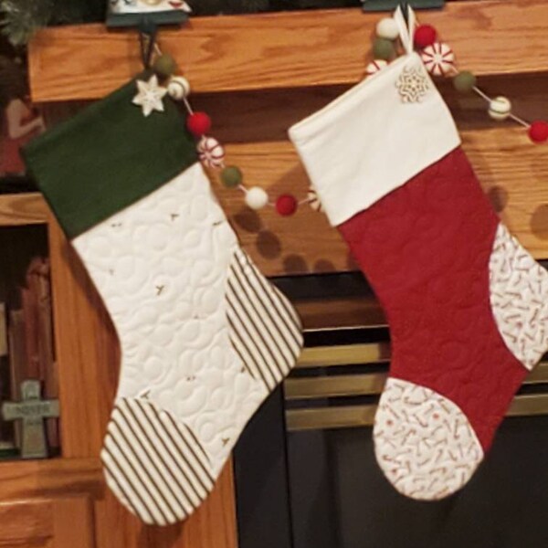 Quilted Christmas Stocking, Personalized Heirloom Stocking, Farmhouse ...
