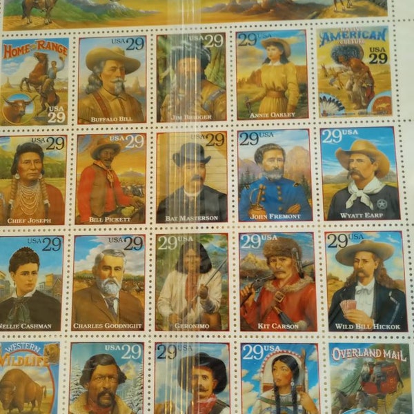 20 Diff LEGENDS of THE WEST Cowboys & Indians 1994 29c Unused Vintage ...