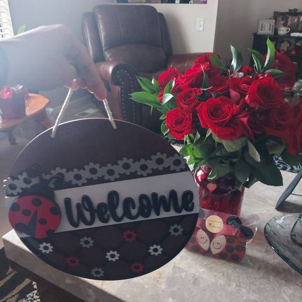 Ladybug Welcome Sign | Home Decor | Multiple Sizes Available ...
