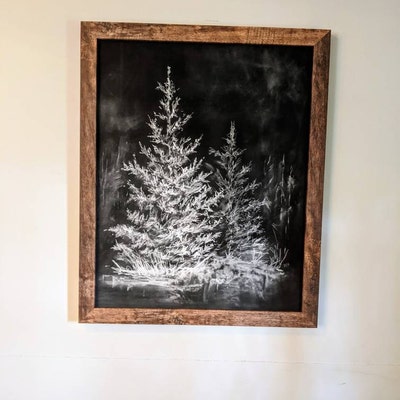 Chalk Dust Trees Print Chalk Art Chalkboard Christmas - Etsy