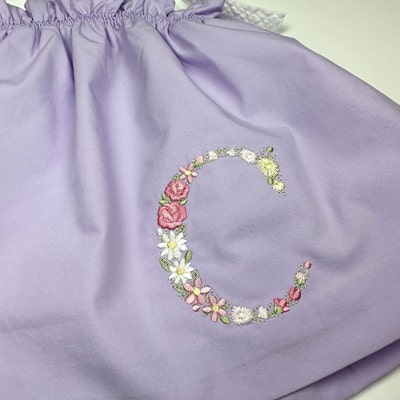 Machine Embroidery LETTER C Uppercase 3/7,5 Cm Dainty Floral Font ...