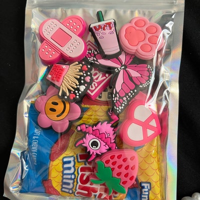 New Trending Pink and White Croc Compatible Shoe Charms, Clog Charms ...