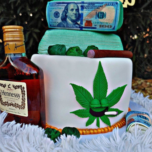Pot Leaf Cake Topper Set, Fondant Pot Leaf, Fondant Marijuana Cake ...