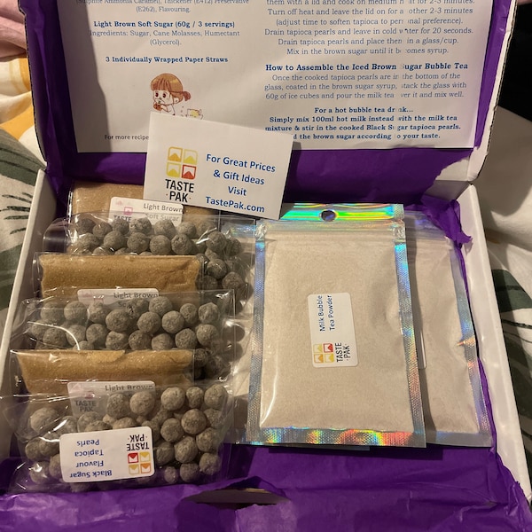 Matcha Bubble Tea DIY Kit – Letterbox Gift With Green Tea Tapioca Pearls – Free Sticker With ...