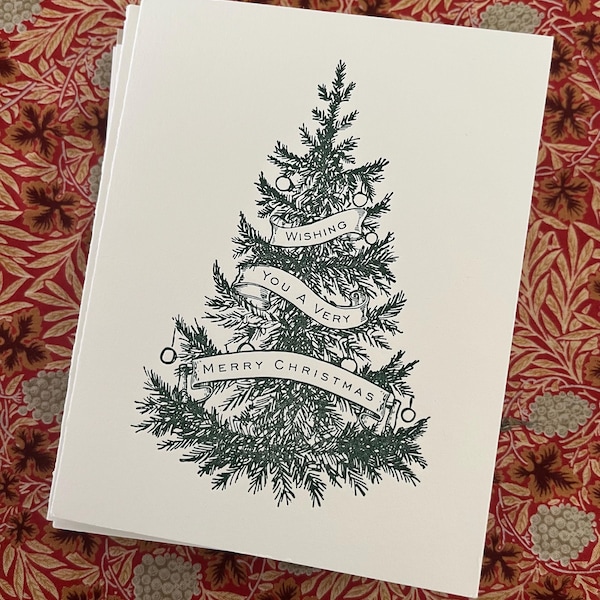 Letterpressed Christmas Tree Note Card Pack of 10 - Etsy