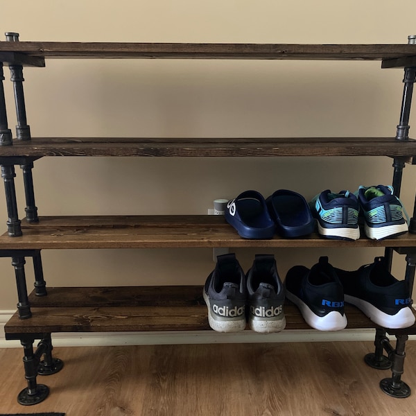 8" Depth Industrial Shoe Rack, Shoe Storage, Shoe Rack, Entryway Shoe ...