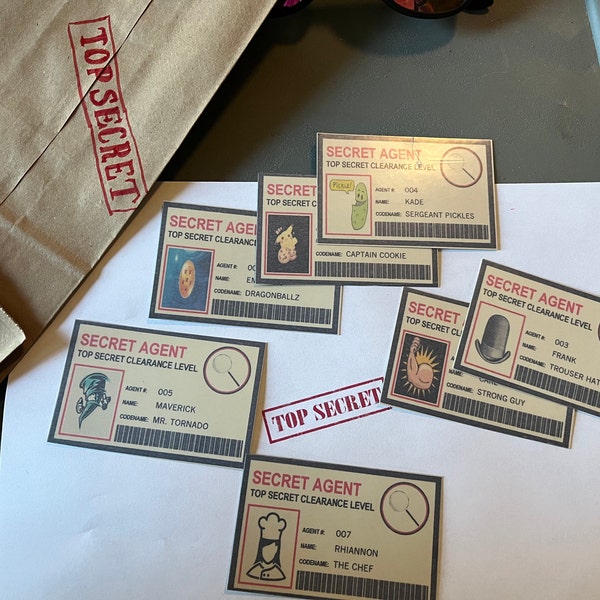 Spy Birthday Party Badges: Editable Secret Agent ID (instant Download ...