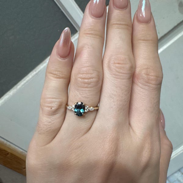 Garnet Engagement Ring Hexagon Vintage 14k Solid Gold Ring Unique ...