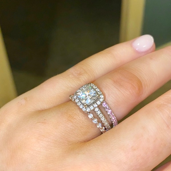 Pink Sapphire Infinity Ring/ Pave Sapphire Full Eternity Wedding Band ...