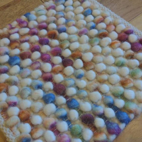 Rainbow Chunky Wool Loop Rug Hand Knotted, Multi Coloured, Soft, Funky ...