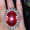 Red Rhinestone Ring Floral Ring Gold Ring Holiday Jewelry Gift - Etsy