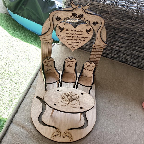 Personalised Wedding Memorial Centrepiece Candle Display - Bench - Save ...