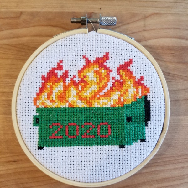 Dumpster Fire 2020 STAY at HOME Cross Stitch Chart Pattern PDF ...