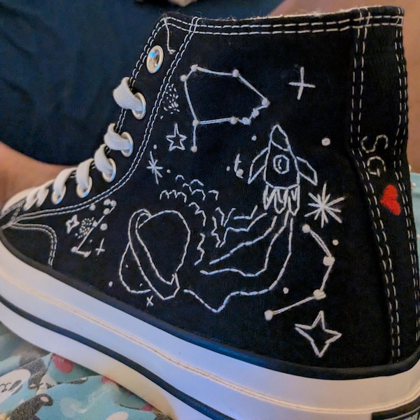 Embroidered Converse, Planet and Zodiac Constellation Embroidered ...