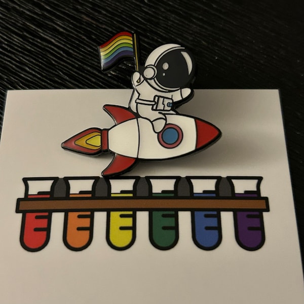 Astronaut Pride Spaceship, LGBT Pride Flag in Space Enamel Pin Badge ...