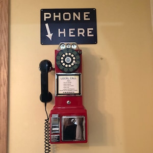 Phone Here Sign, Phone Booth Wall Art, Telephone Sign, Vintage Look ...