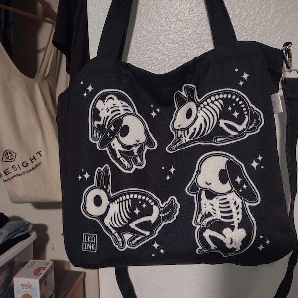 Skeleton Bunny Crossbody Messenger Bag: A Creepy-cute Tote Bag With ...