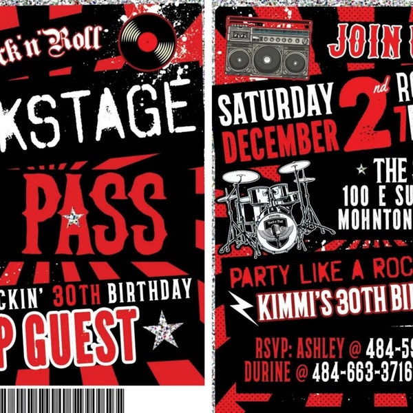 Rockstar Invite, Punk Rock, VIP Pass Invitation, Backstage Pass ...