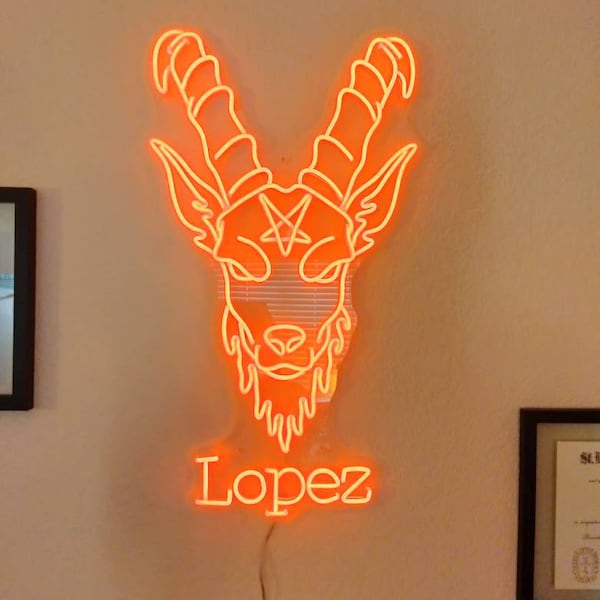 Baphomet Neon Sign, Gothic Dark Led Decor, Black Goat Led Light, Satan ...