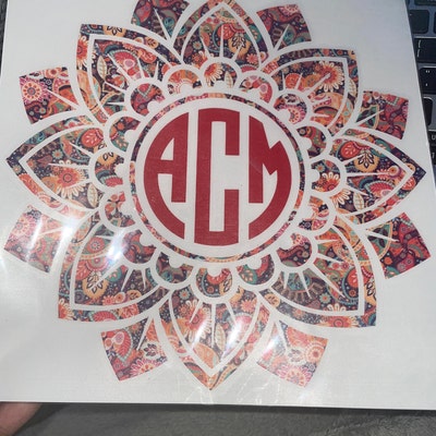 Monogram Mandala Mandala Decal Mandala Sticker Laptop Decal Monogram ...