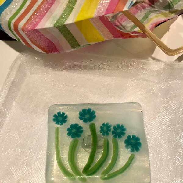 Small Fused Glass Panel, Floral, Floral Fused Glass Panel, Wavy Glass ...