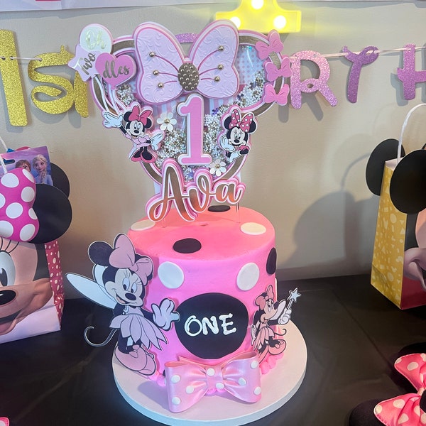 Minnie Mouse Cake Topper, Minnie Cake Topper, Minnie Boutique, Pink ...
