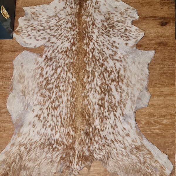 Goat Fur Hide | Neutral Tone | Taupe Brown and White | Scandinavian Rug ...