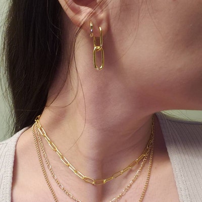 Perfect Layering Link Necklace With Toggle Clasp Minimalist - Etsy