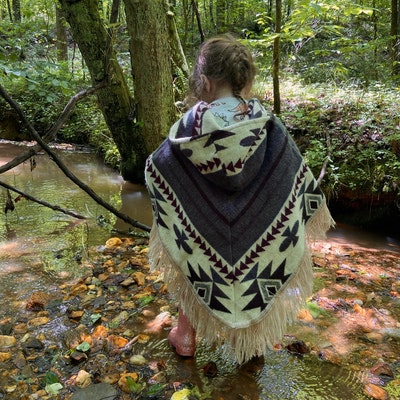 Southwest Style Alpaca Ruana Poncho Hooded Cape Cloak - Etsy